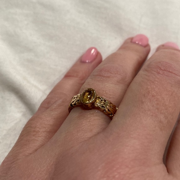 Jewelry | Ot Turkey Braided Band 925 Vermeil Ring W Yellow Stone | Poshmark